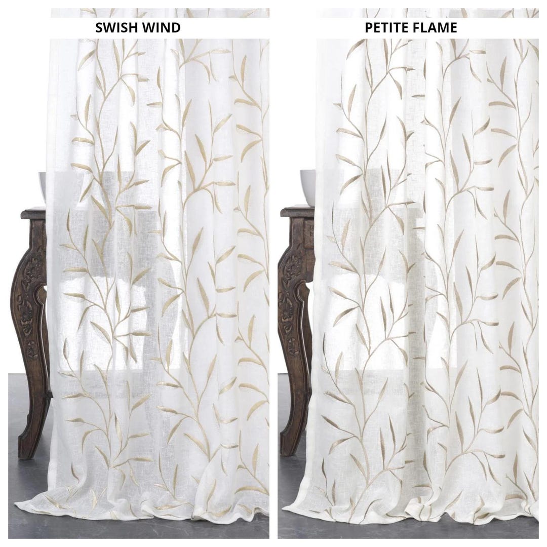 Floral Embroidered Sheer Curtains. Custom Window Drapes for Living ...