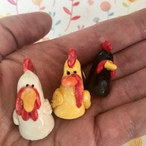 Miniature Ceramic Chicken Figurines - Etsy