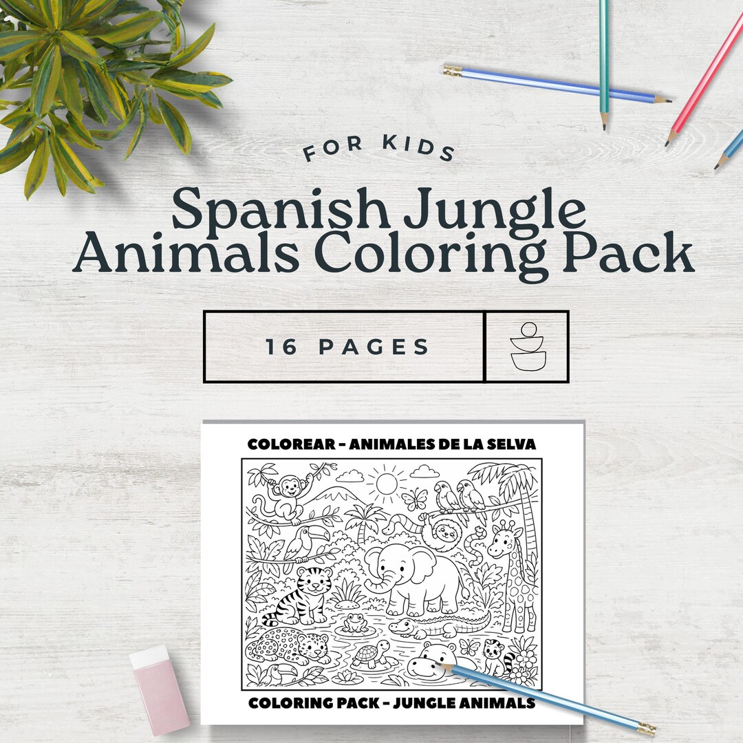 Spanish Jungle Animals Coloring Pages | Printable Kids Activity Pack ...