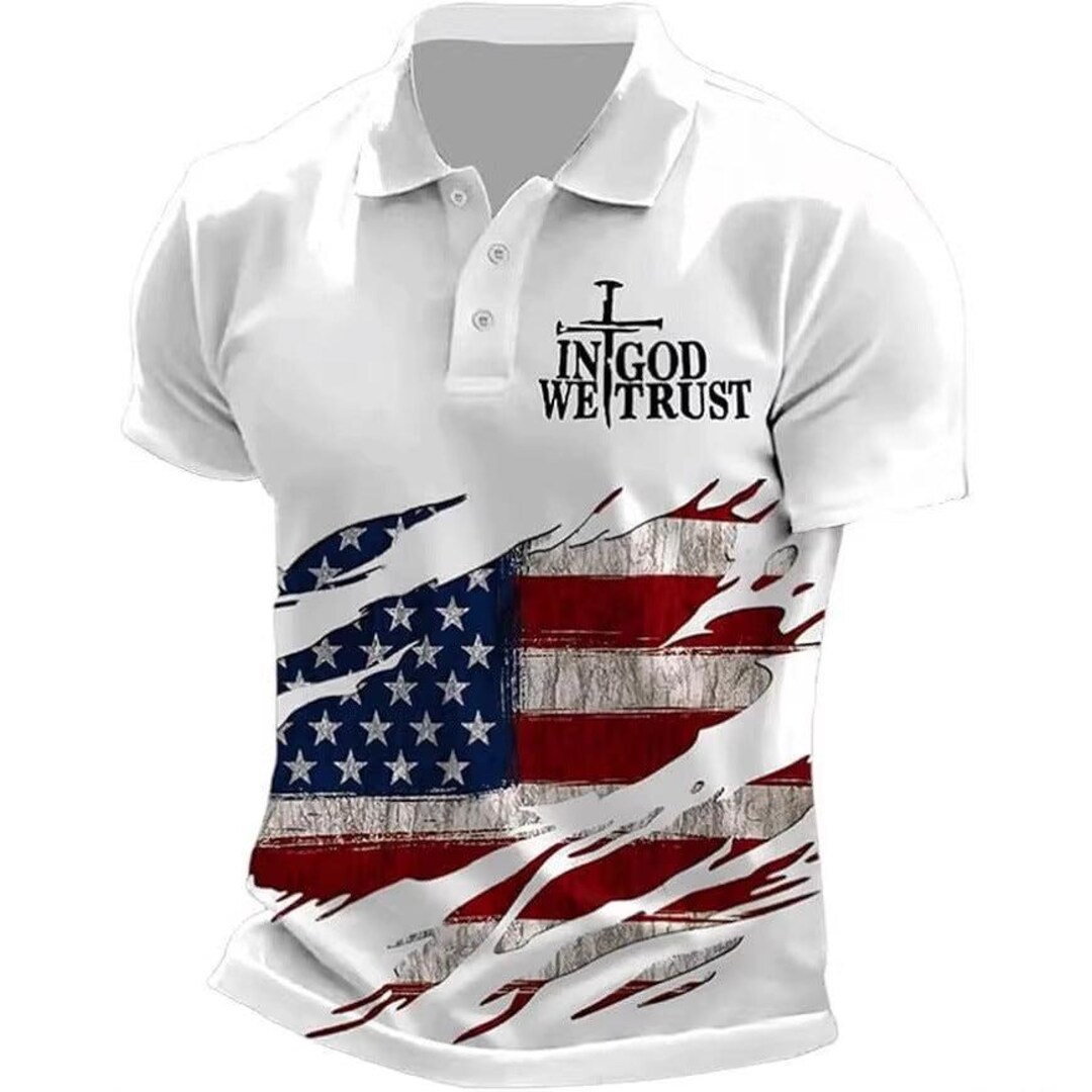 Men's National Flag Print Polo Shirt – Turn-down Collar | Short Sleeve ...