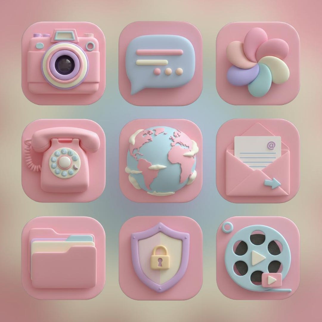 Pinky Pop UI – 190+ Kawaii Pastel App Icons for Ios & Android - Etsy ...