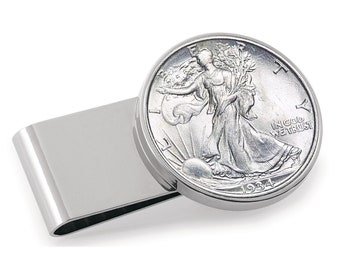 BLANK Stainless Steel Large Money Clip W. Coin Bezel to Fit US Silver ...