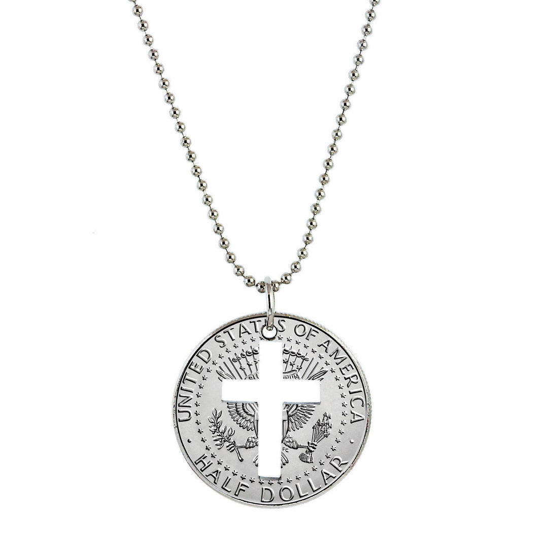 JFK Presidential Seal Cut Out Cross Half Dollar Coin Necklace ...