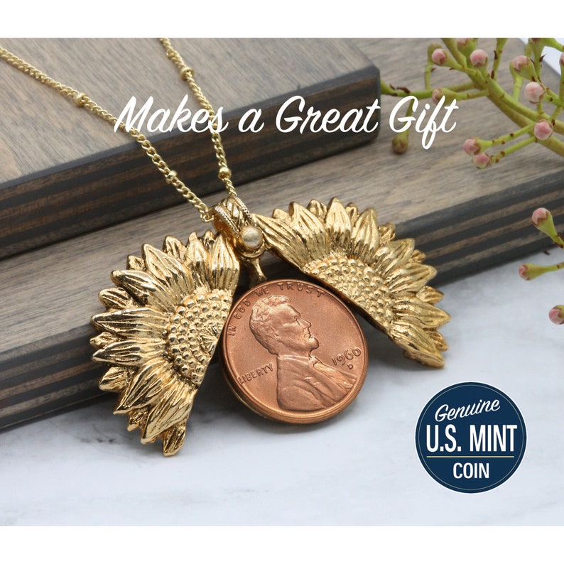 Sunflower Year to Remember Lucky Penny Coin Pendant Necklace - Etsy