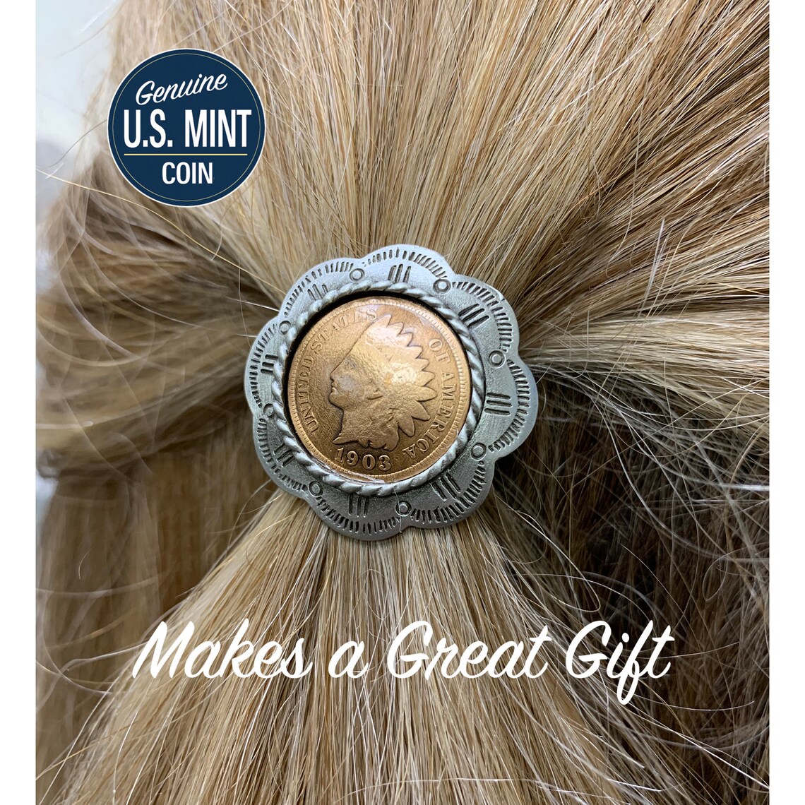 Indian Cent Pewter Blossom Bezel Hair Band Tie - Etsy