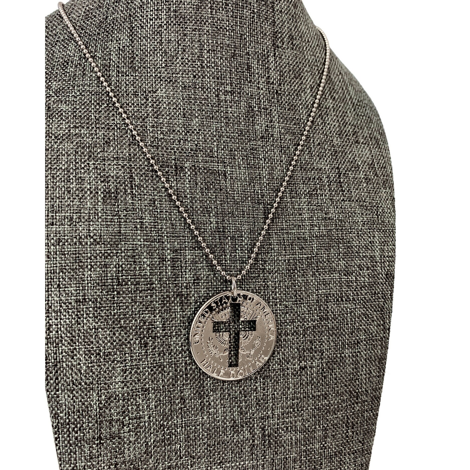JFK Presidential Seal Cut Out Cross Half Dollar Coin Necklace ...