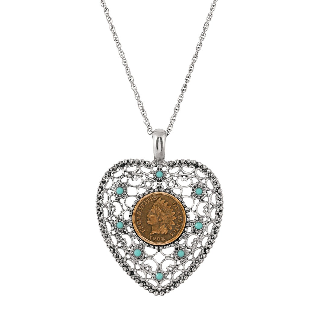 Indian Cent Vintage Heart Coin Pendant Necklace - Etsy