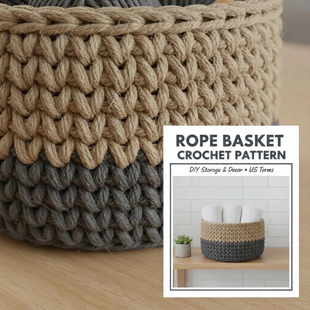 Modern Rope Basket Crochet Pattern, Beginner Friendly (PDF Download) - Etsy