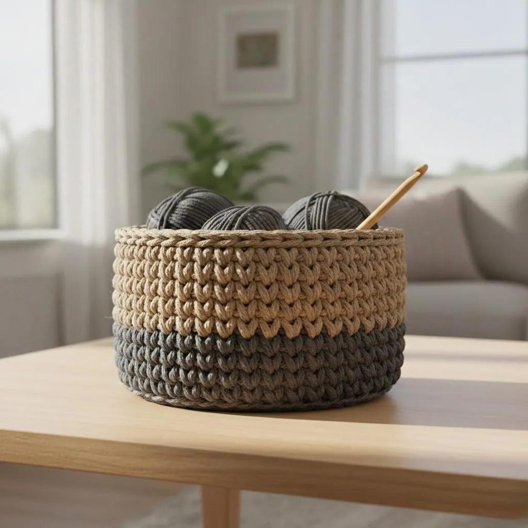 Modern Rope Basket Crochet Pattern, Beginner Friendly (PDF Download) - Etsy