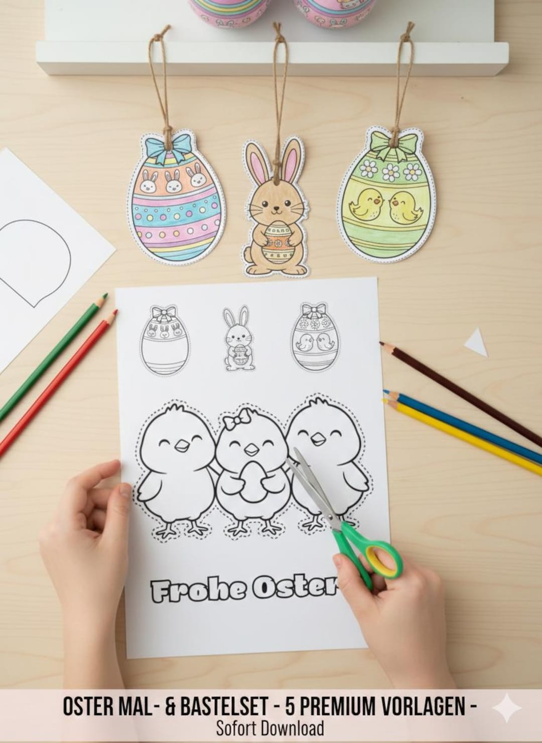 Easter Coloring and Craft Set for Children – A4 Coloring and Cutting ...