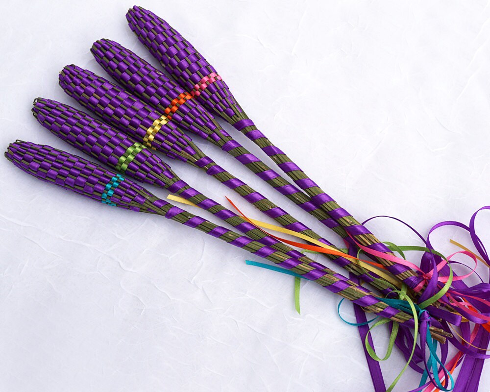 Rustic Decor Purple Organic Lavender Wand With Colorful Rainbow Line ...