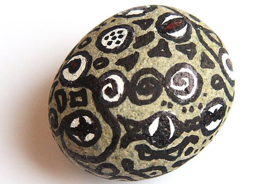 Rustic Decor Paper weight Meditation Stone Raw Stone Painted | Etsy