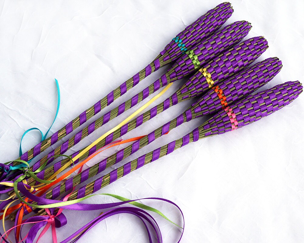Rustic Decor Purple Organic Lavender Wand With Colorful Rainbow Line ...