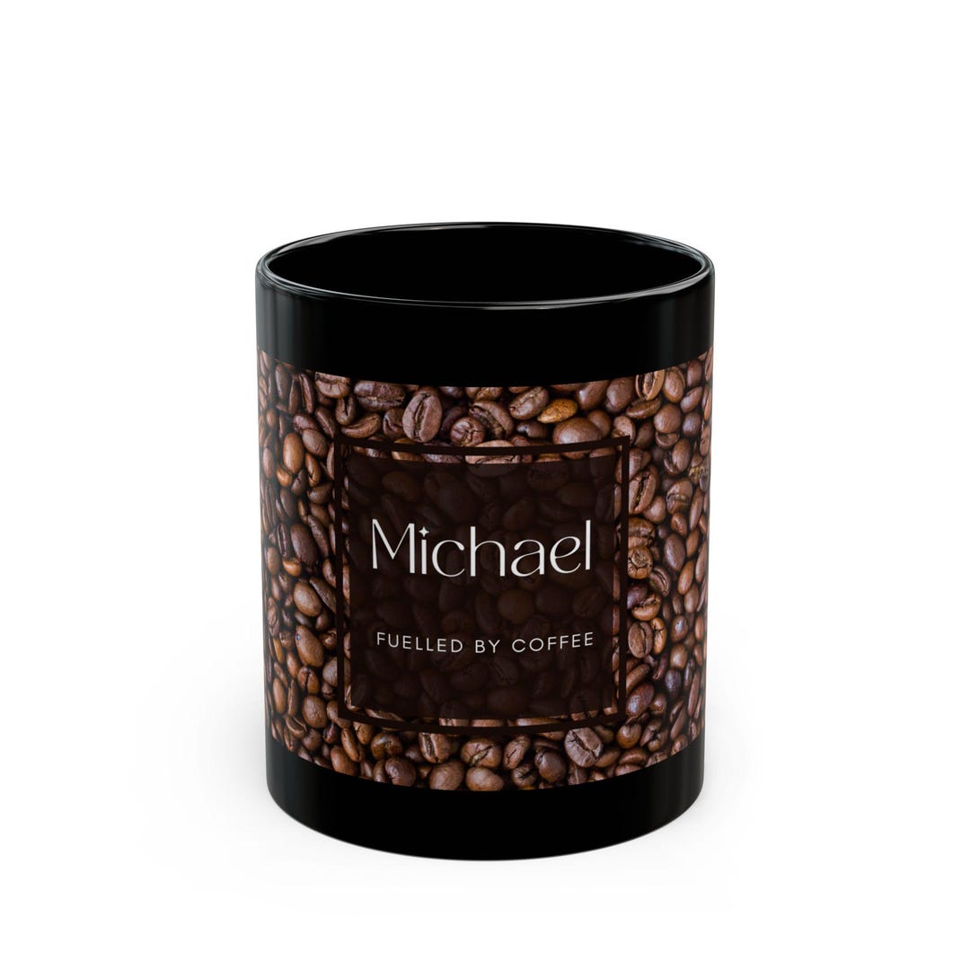 MICHAEL Personalized Coffee Beans Patterned Ceramic Mug With Name - Etsy