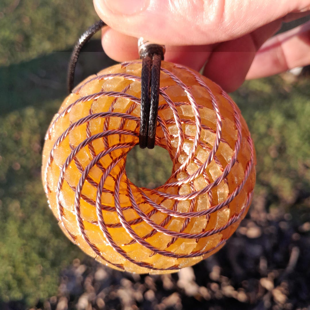 Handmade Rodin Coil Torus Pendant With Natural Citrine Quartz – Sacred ...