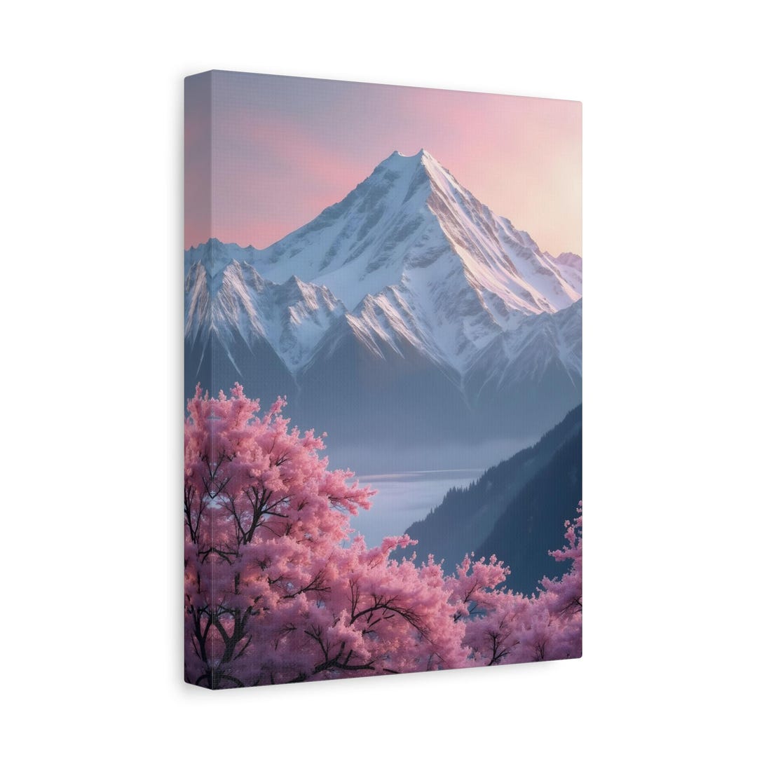 Japanese Alps Cherry Blossom Sunrise Snowy Peaks Matte Canvas - Etsy
