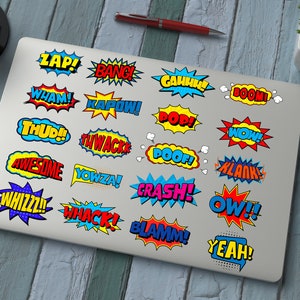 Bundle of 20 Comic Action Bubbles and 10 Papers, Comic Cartoon Style ...