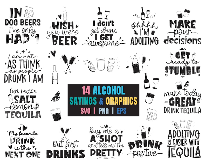 Funny Alcohol Svg Bundle, Coaster Png, Alcohol Svg Png Pack, Shot Glass ...