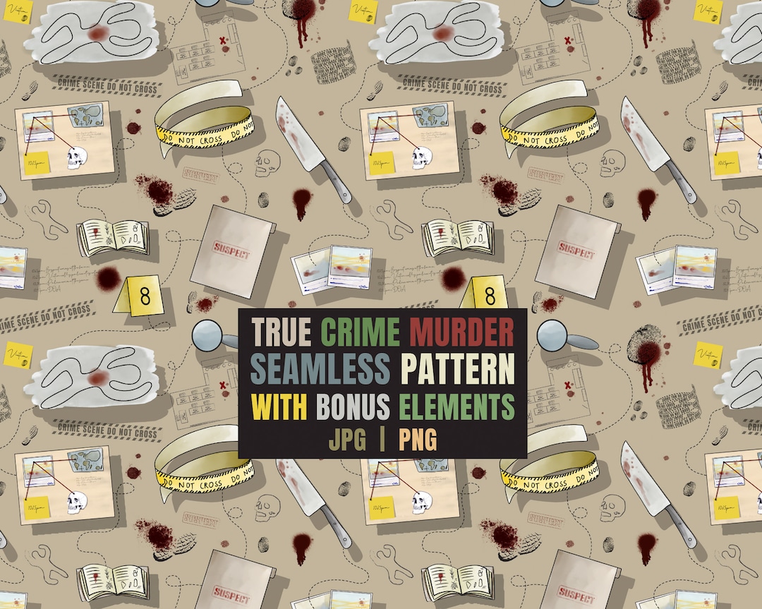 True Crime Seamless Pattern, Murder Mystery Seamless Pattern, Murder ...