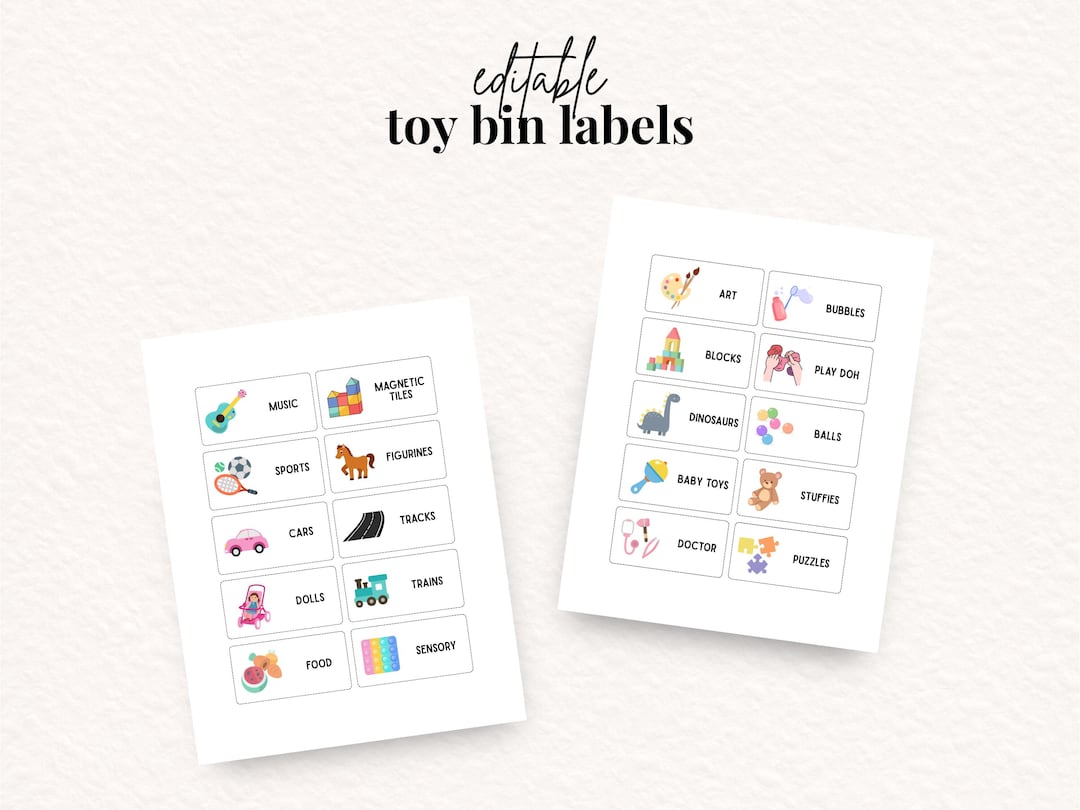 Editable Toy Bin Labels, Playroom Organization, Kids Storage (digital ...