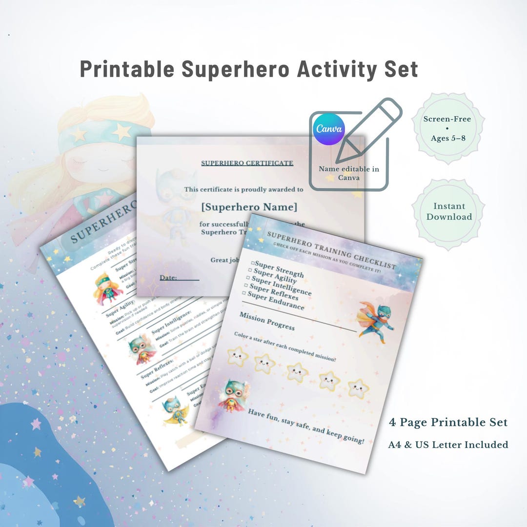 Superhero Mission Printable | Screen-free Kids Activity | Editable ...
