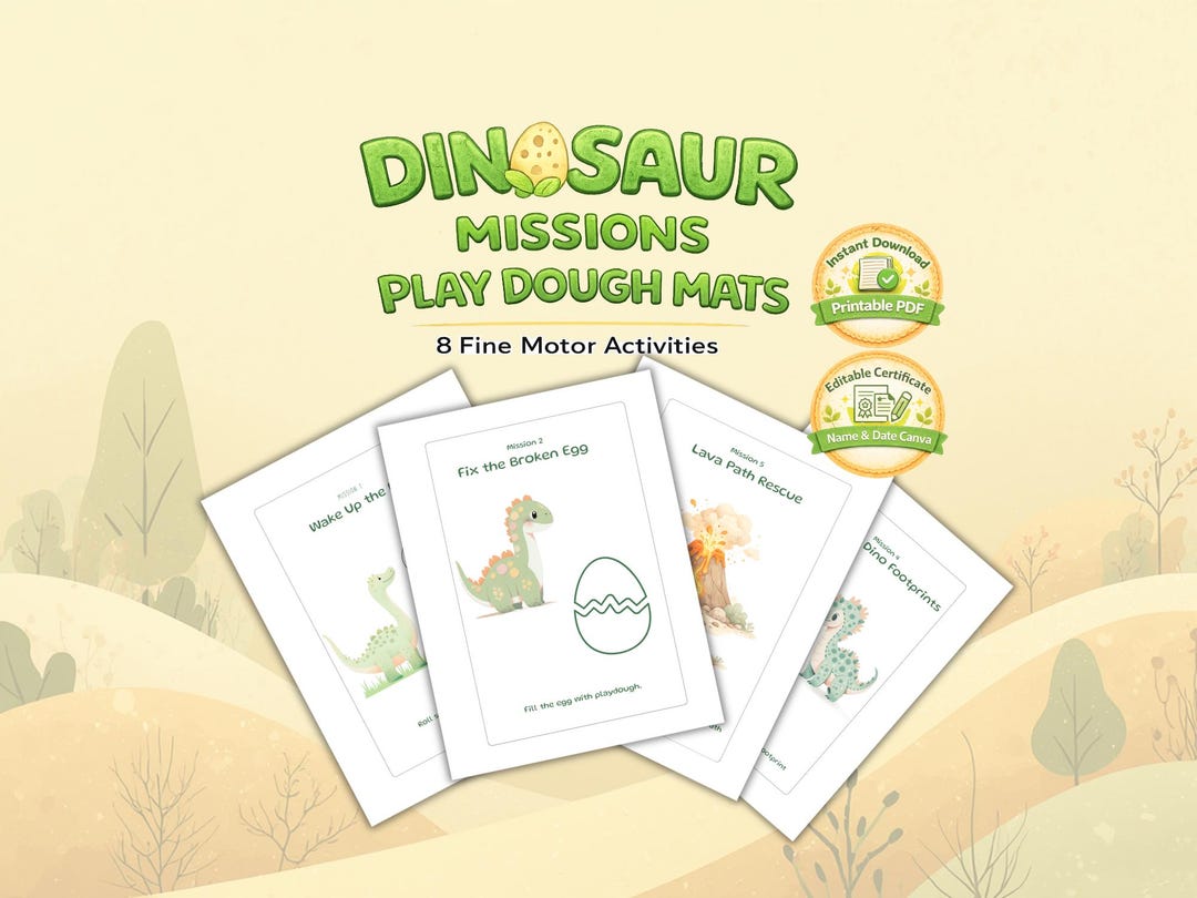Dinosaur Mission Playdough Mats – Fine Motor Printable for Toddlers ...