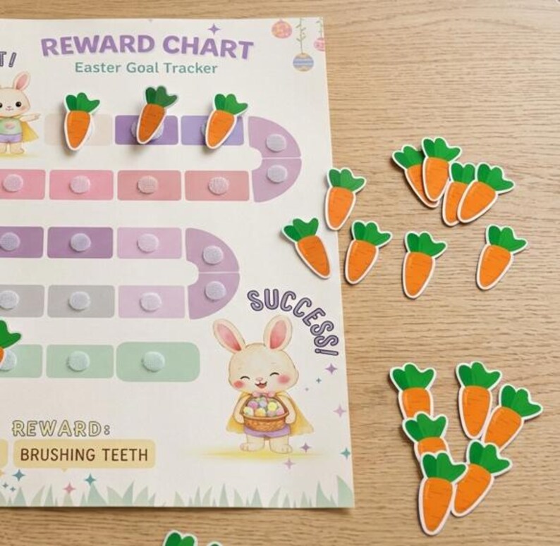 Kids Easter Reward Chart Printable – Bunny Sticker Chore Chart for ...