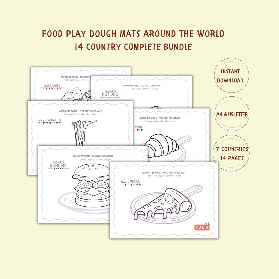 Around the World Food Play Dough Mats – 14 Countries – Preschool Fine ...