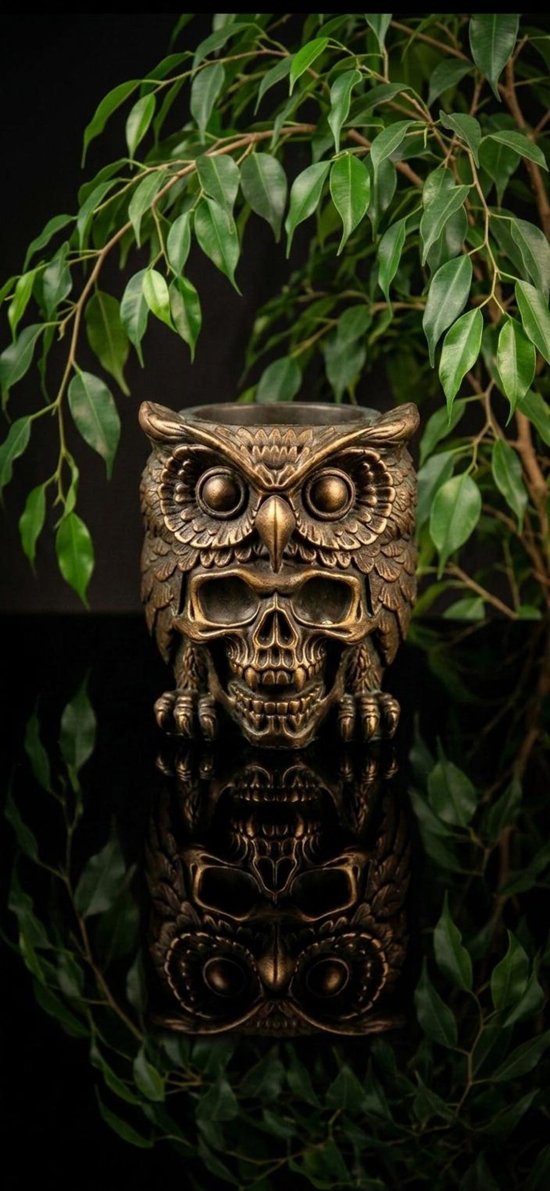 Gothic Dark Academia Decor, Owl Skull Planter, Witchy Home Decor ...