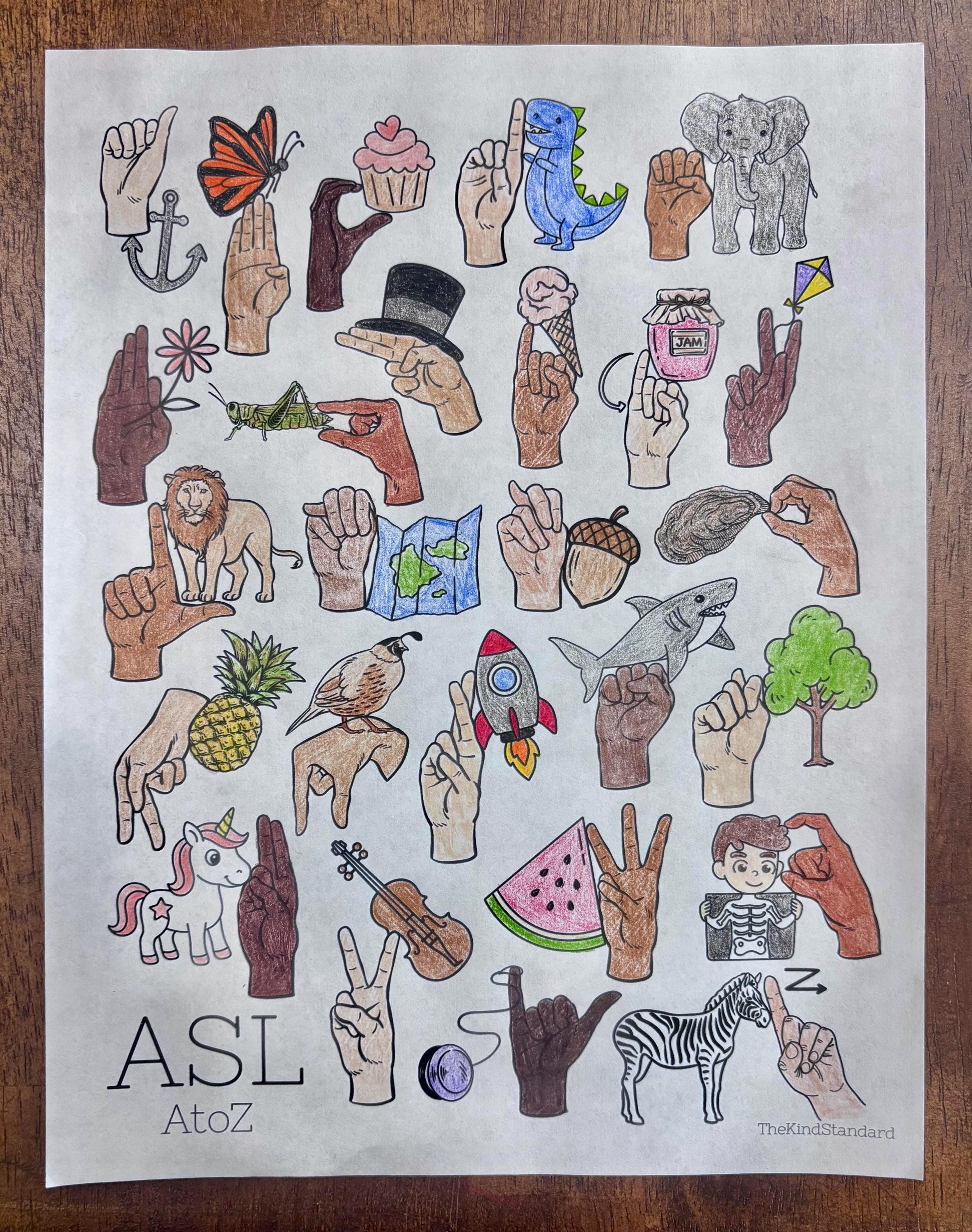 ASL Alphabet Coloring Page - Etsy