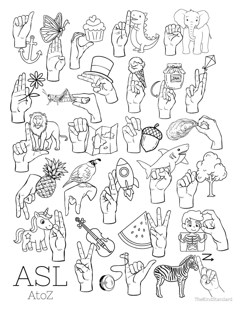 ASL Alphabet Coloring Page - Etsy