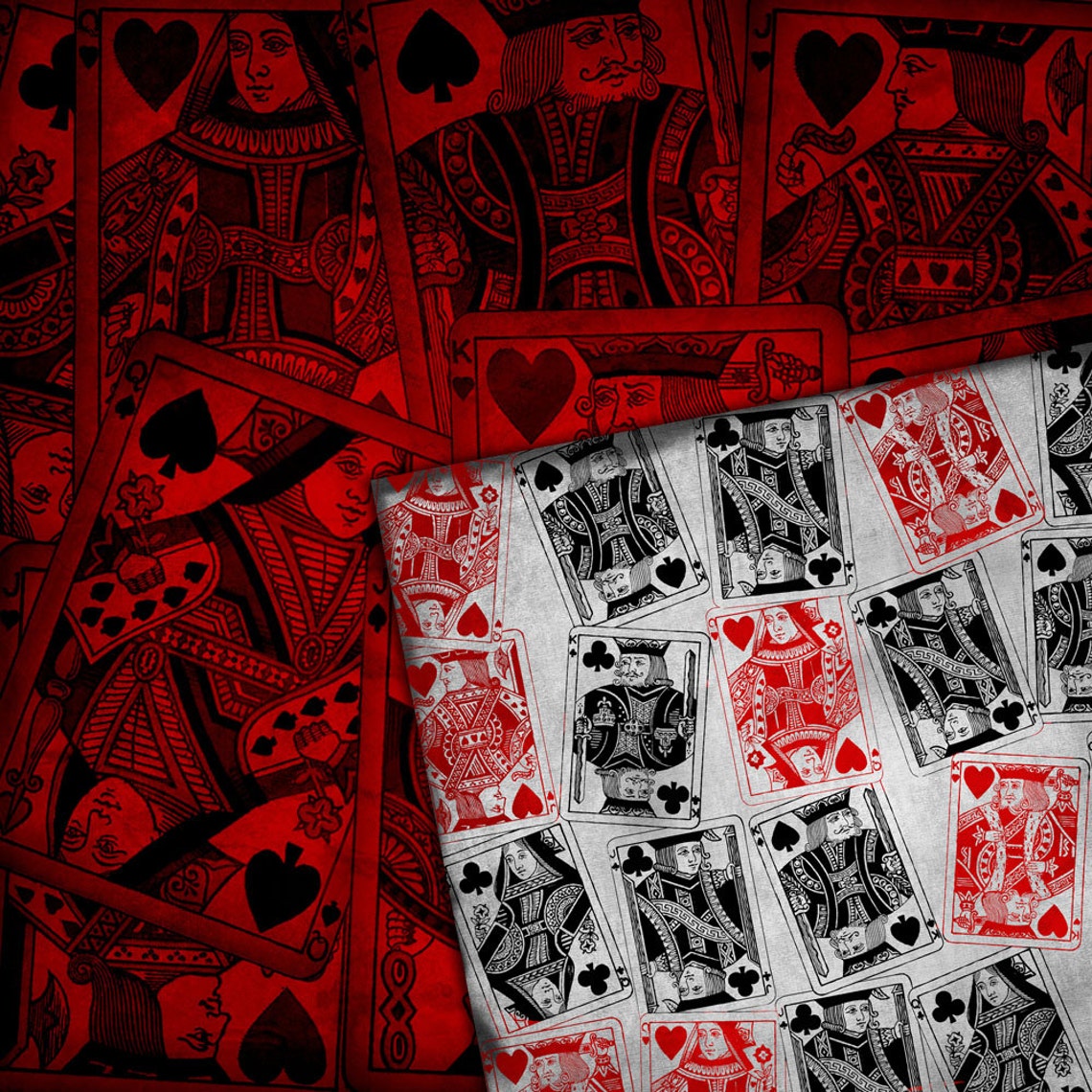 Red Playing Card Digital Paper Valentines Digital Paper | Etsy