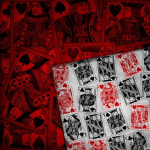 Red Playing Card Digital Paper, Valentine’s Digital Paper, Grunge ...