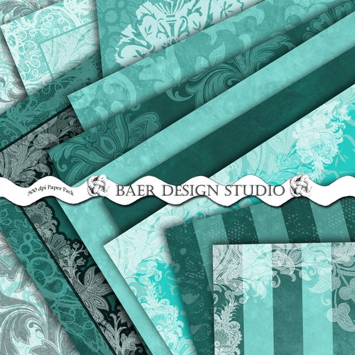 Digital Paper Turquoise:digital Paper Teal Stripes Shabby - Etsy