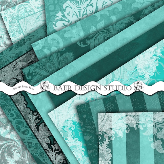 Digital Paper Turquoise:digital Paper Teal Stripes Shabby - Etsy