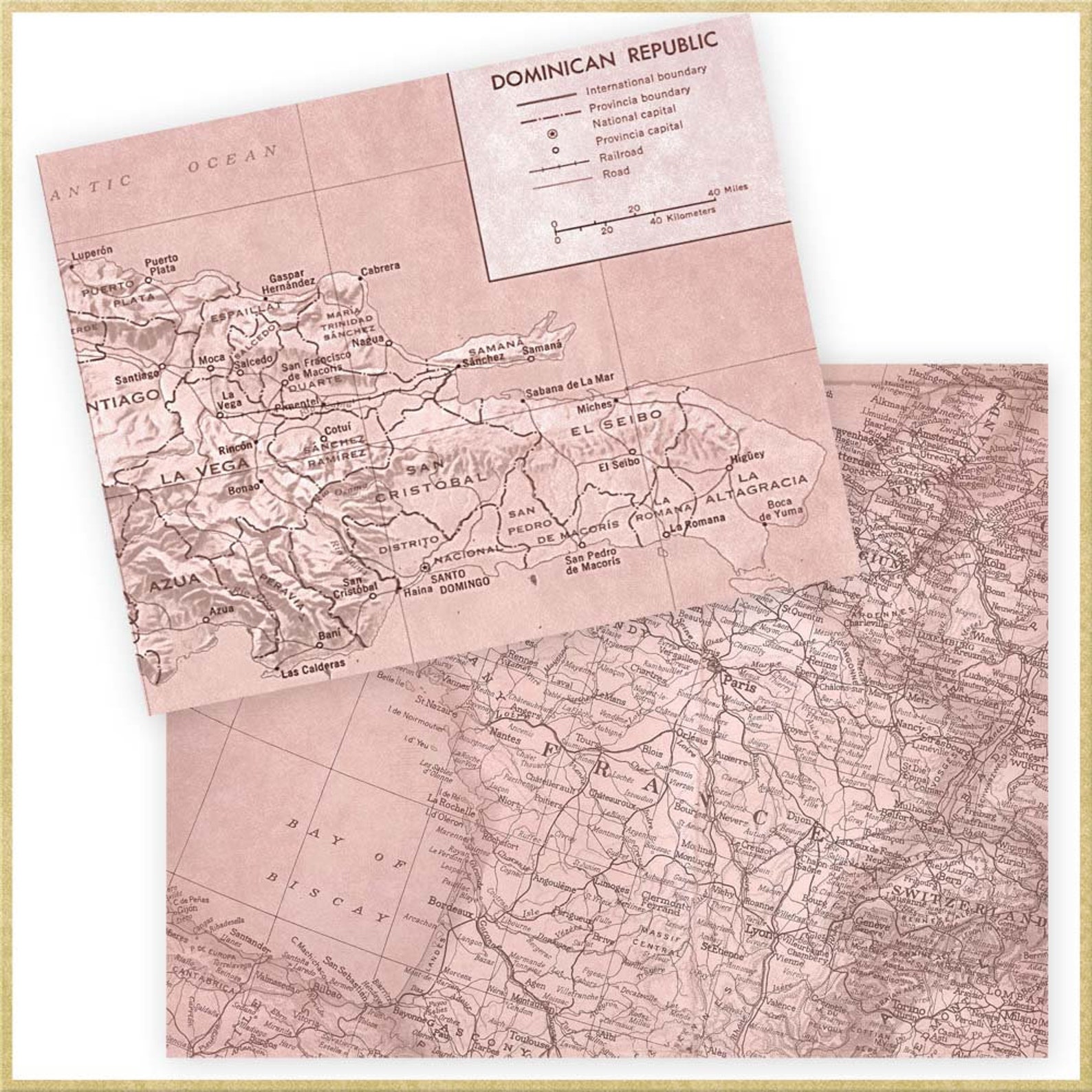Pink Map Placemats: 11x14 Digital Paper Pink Vintage Map - Etsy