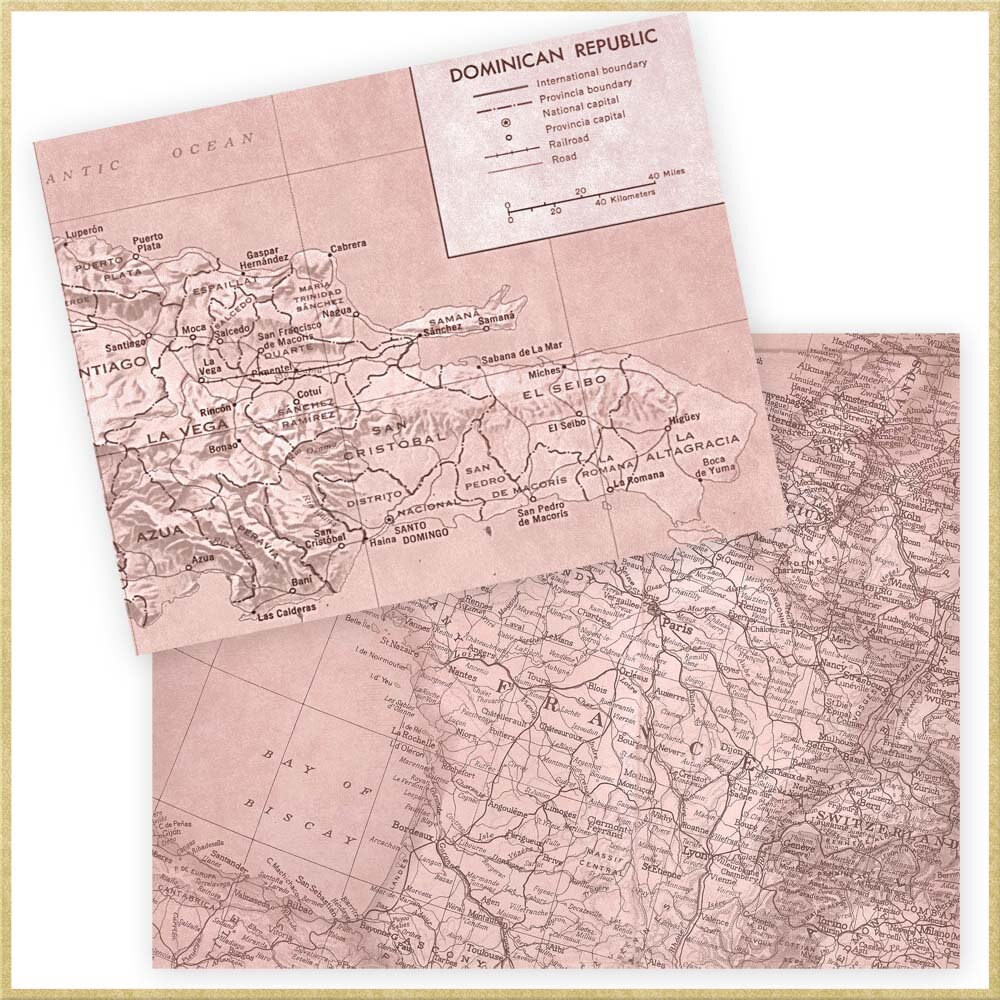 Pink Map Placemats: 11x14 Digital Paper Pink Vintage Map | Etsy