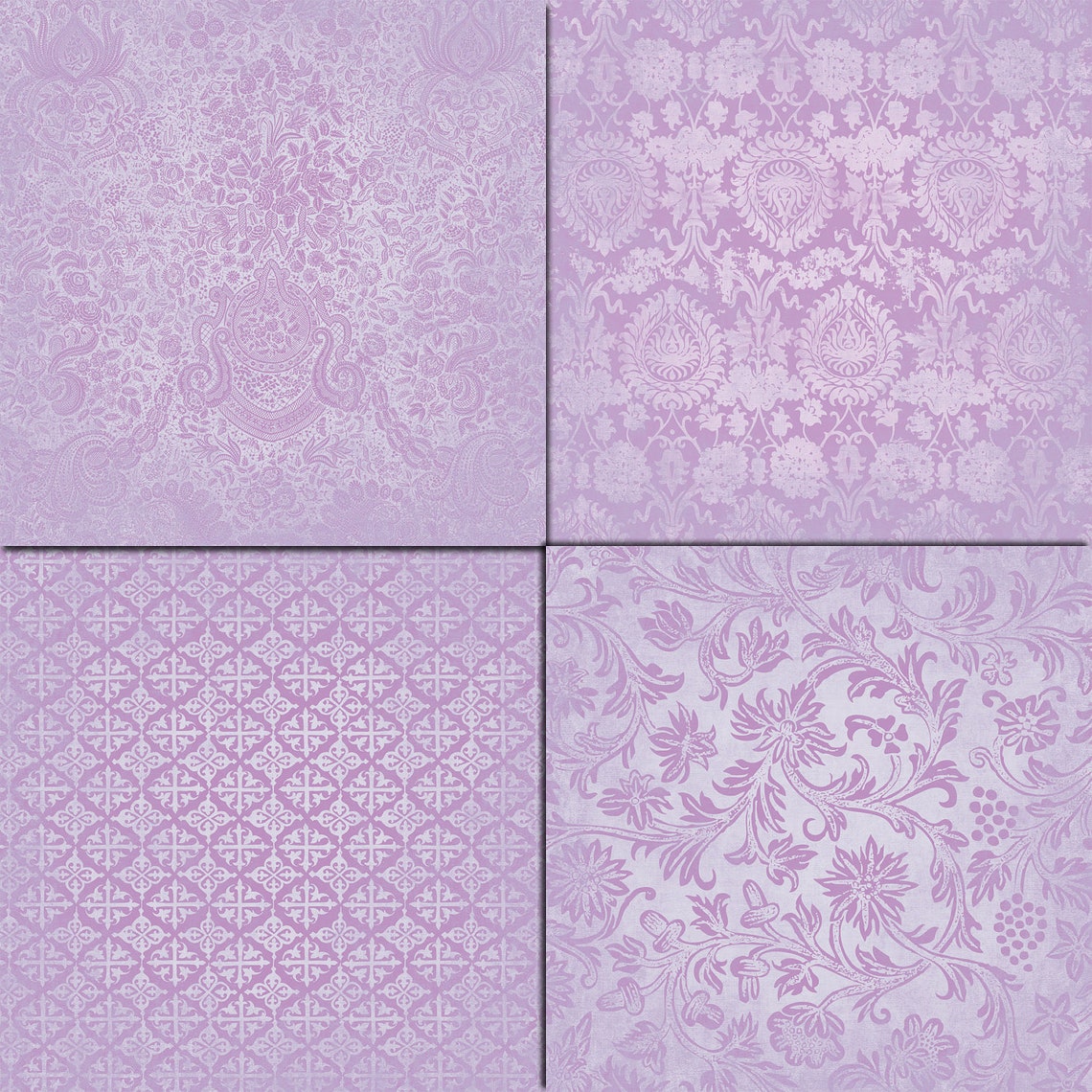 Purple Digital Paper:lavender Damask Scrapbook and Journal Backgrounds ...