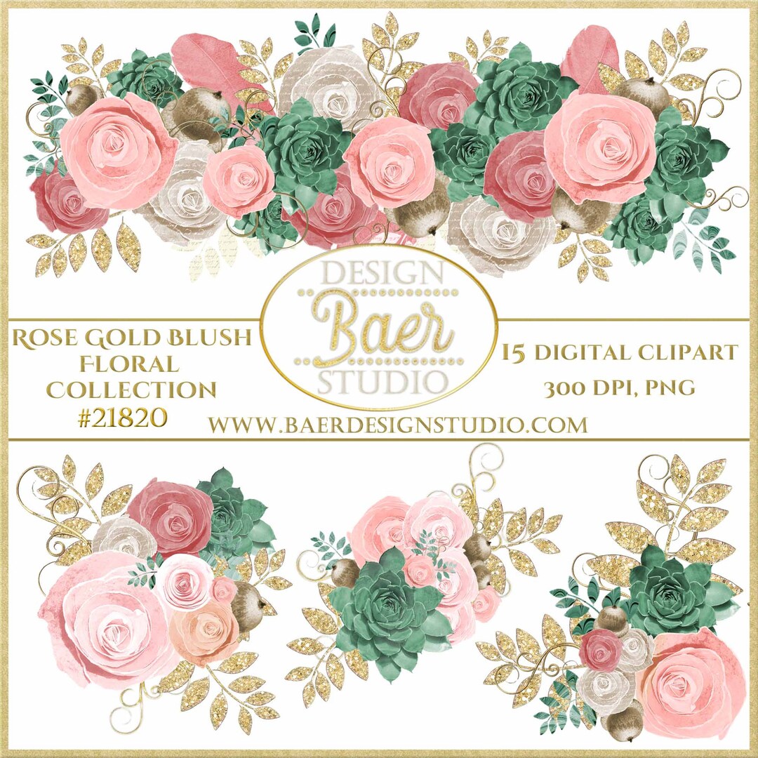 Pink Blush Flower Clipart:pink Flower Clipart, Floral Graphics, Rose ...