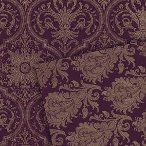 Purple and Gold Damask Digital Paper Purple Digital Paper | Etsy