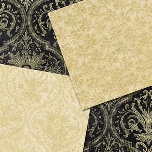 Gold Digital Paper Printableelegant Digital Papergold and White Damask ...