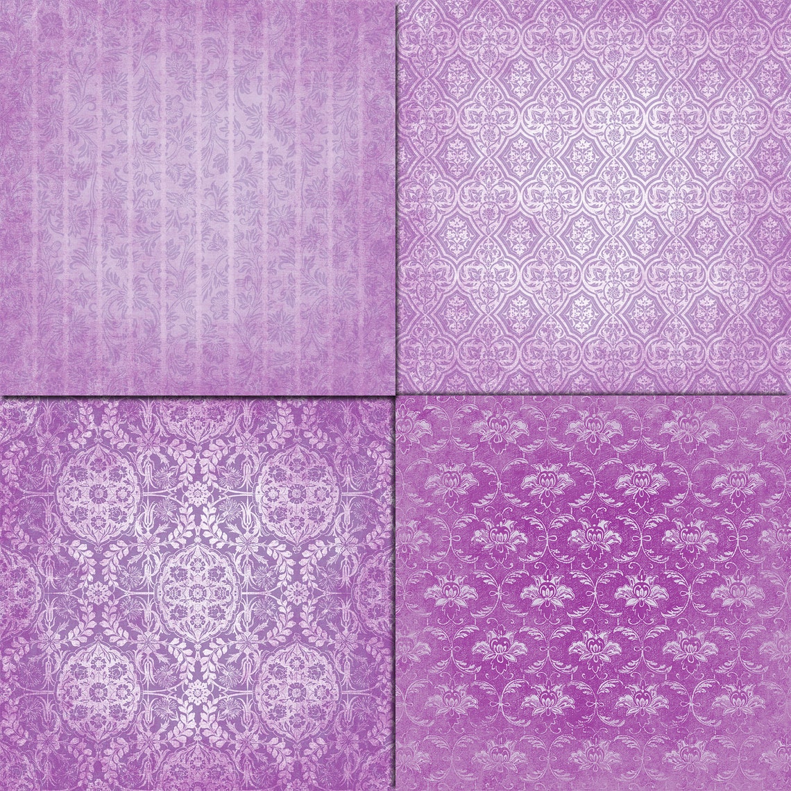 Purple Digital Paper:lavender Damask Scrapbook and Journal Backgrounds ...