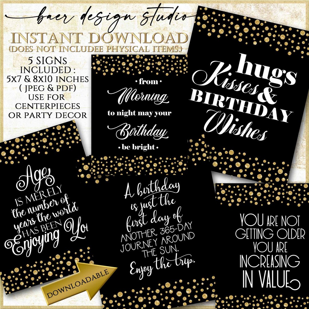 Birthday Party Table Centerpiece, Printable Birthday Sayings Signs ...