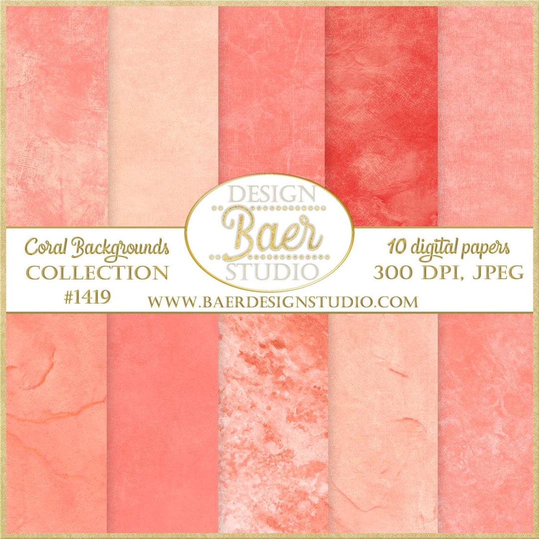Peach Coral Textured Digital Paper: Marble, Grunge Backgrounds (digital ...