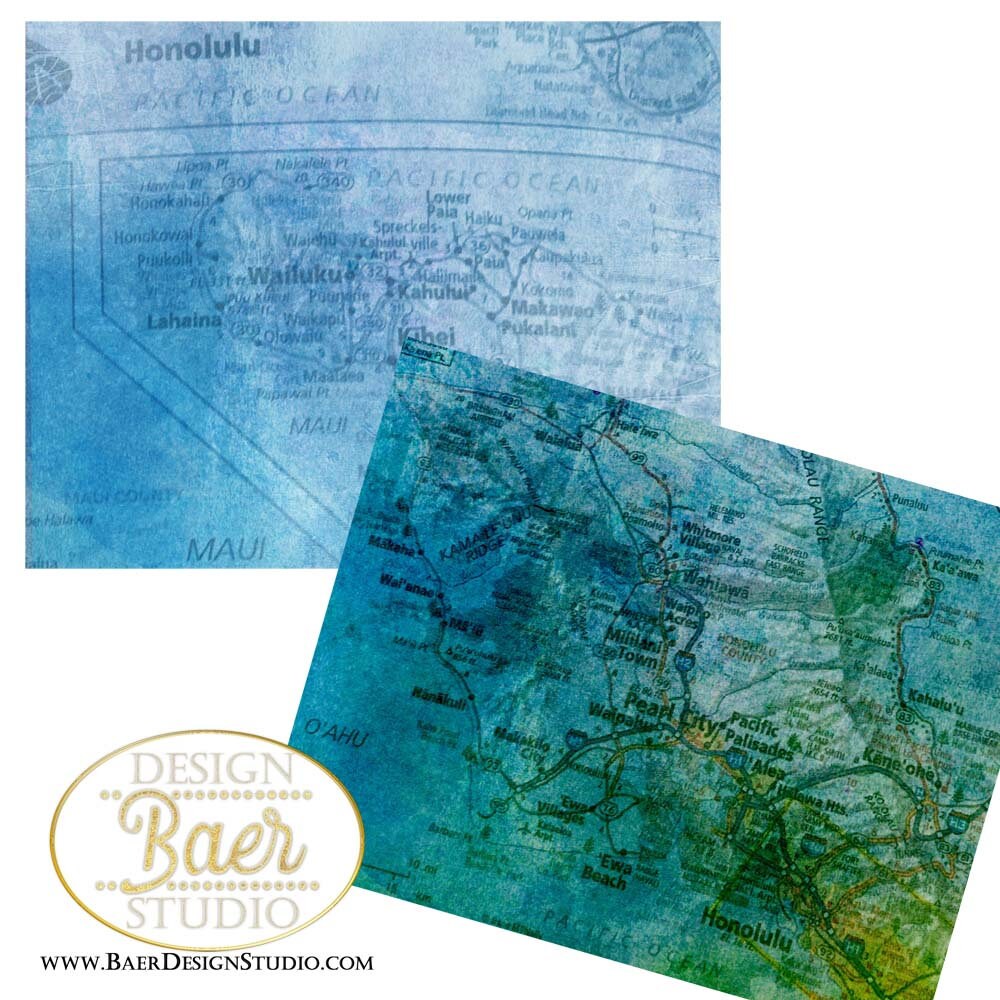 11x14 Digital Paper Blue Vintage Map Digital Paper Hawaiian | Etsy