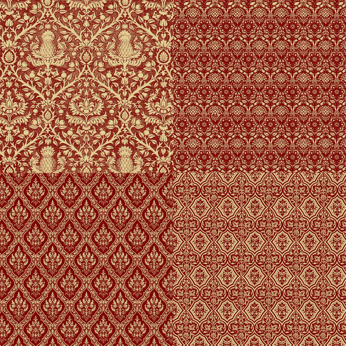 Red and Gold Damask Digital Paper Pack (digital Download) - Etsy