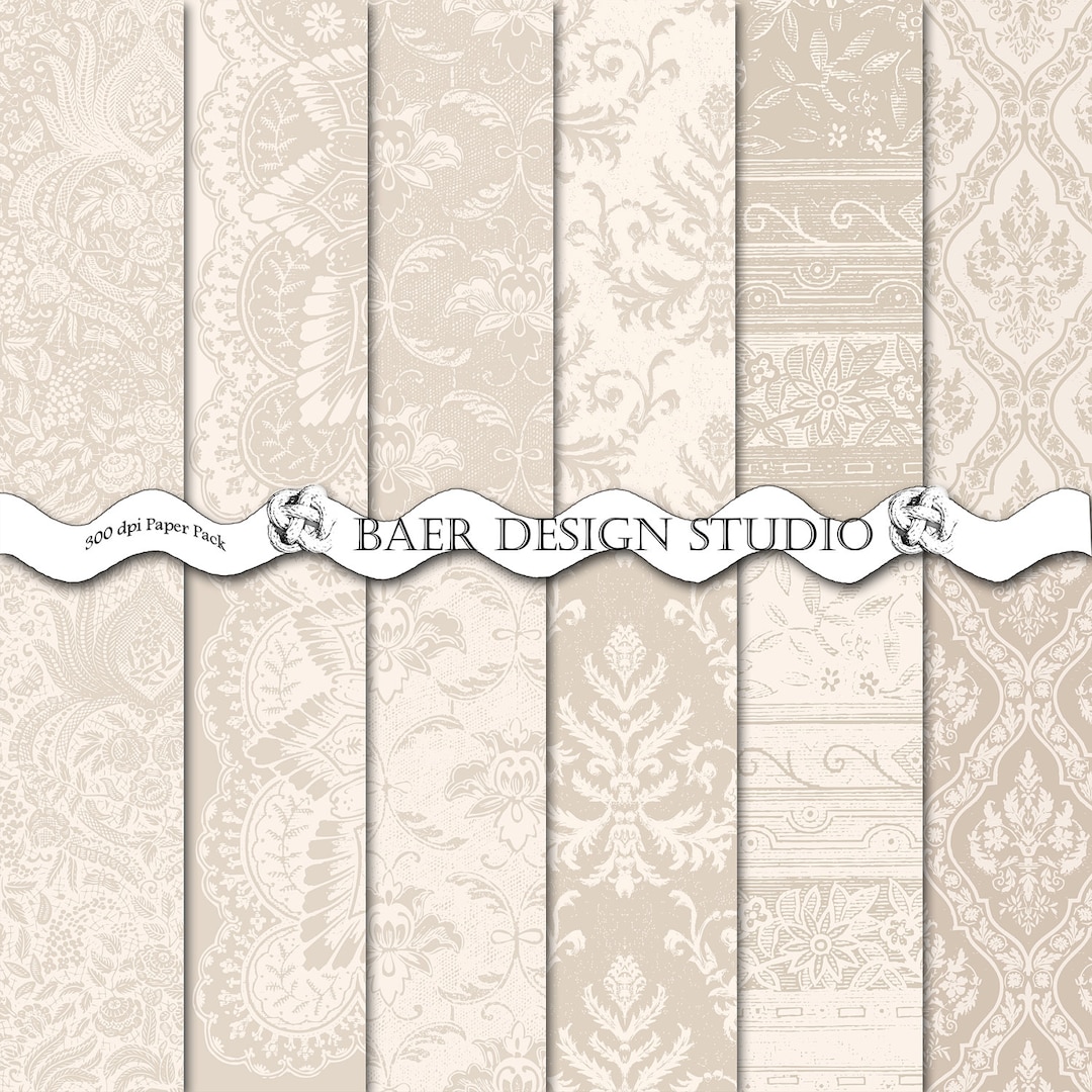 Digital Paper Vintage, Champagne Digital Paper, Beige Damask Digital ...