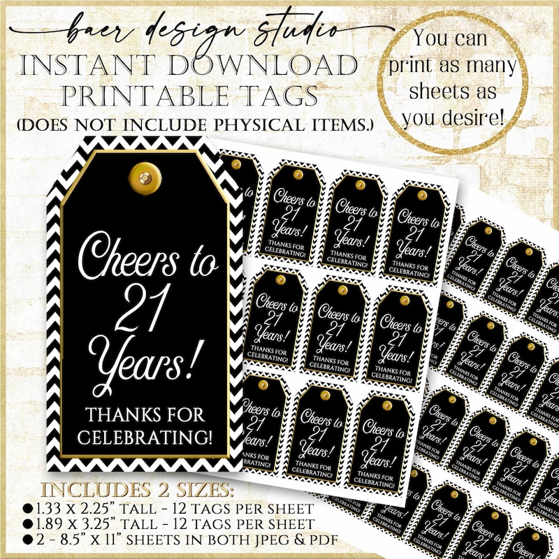 Cheers to 21 Years - Etsy