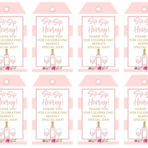 Sip Sip Hooray Tags Printable:pink Mini Wine Bottle Thank You Tagpink ...