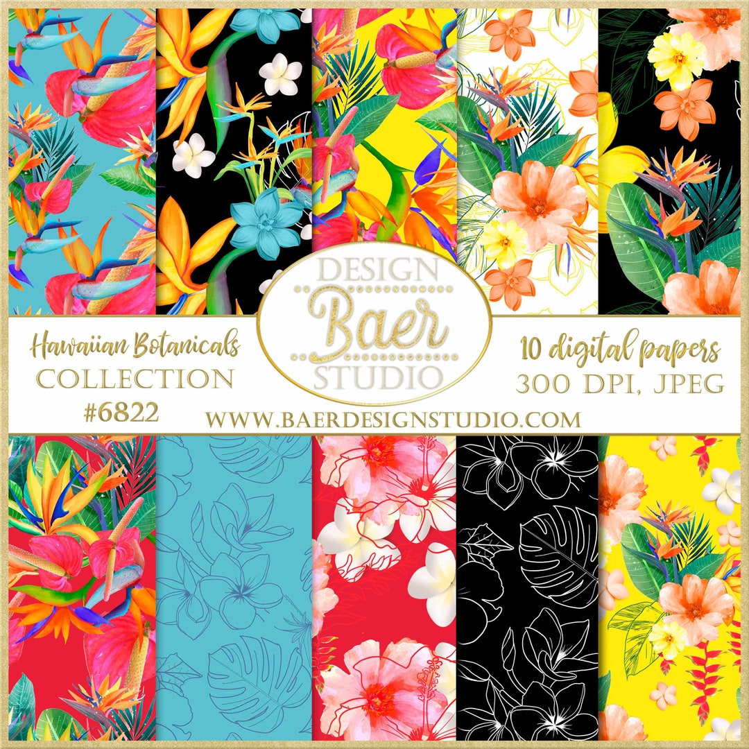 Hawaiian Digital Paper:tropical Floral Digital Paper, Floral Seamless ...